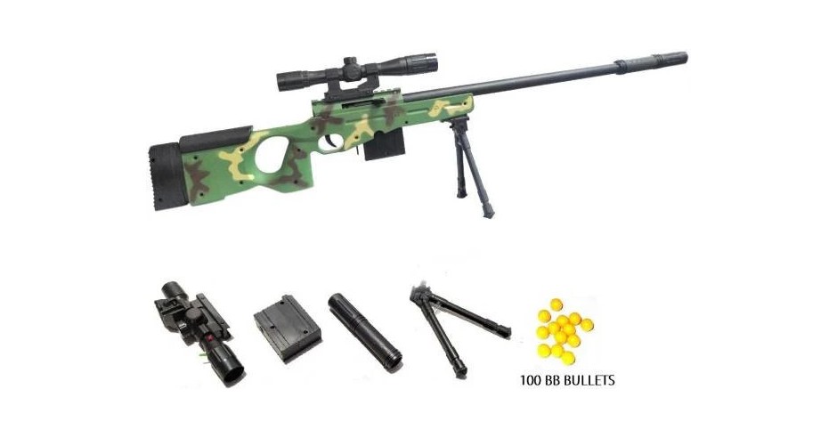 Pusca Sniper AWP L96 cu Bile Gel, Luneta Incarcare, Laser + 10000 Bile ...