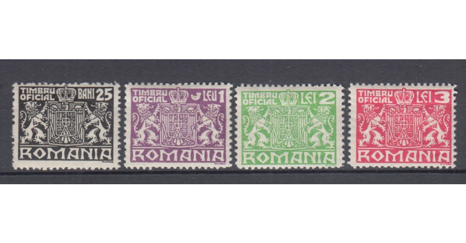 ROMANIA 1931 TIMBRUL OFICIAL STEMA SPRIJINITA DE DOI LEI FILIGRAN PTT ...