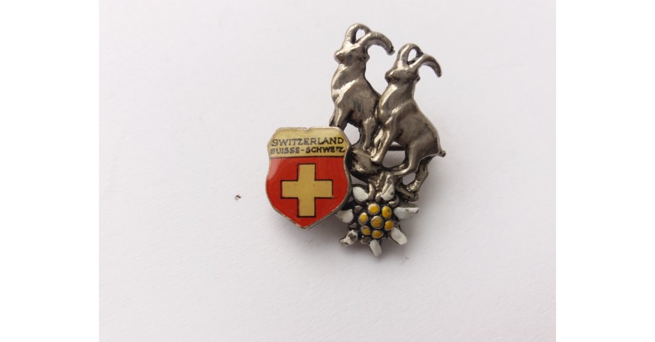 Insigna -Floare de colt +capra neagra-2 cm | arhiva Okazii.ro