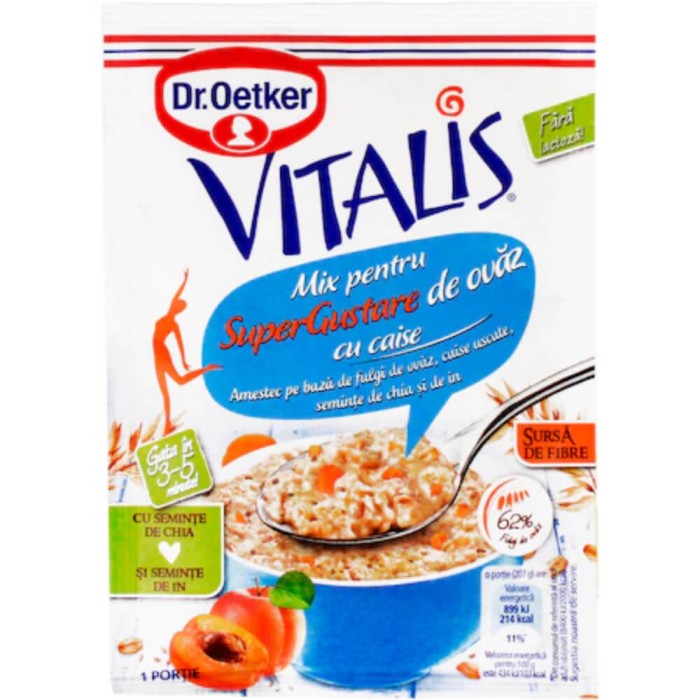 Super Gustare de Ovaz Vitalis cu Caise Dr.Oetker, 57g, Ovaz, Ovaz ...