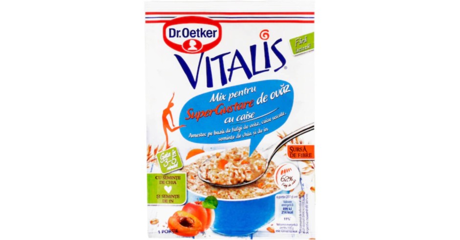 Super Gustare de Ovaz Vitalis cu Caise Dr.Oetker, 57g, Ovaz, Ovaz ...