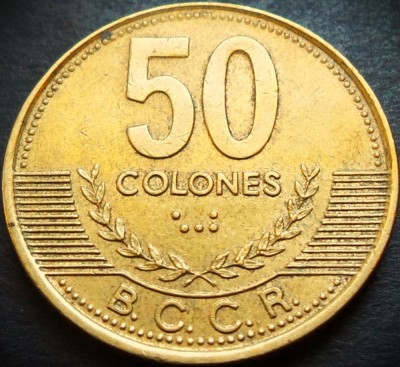Moneda 50 COLONES - COSTA RICA, anul 2002 * cod 5374, America Centrala ...