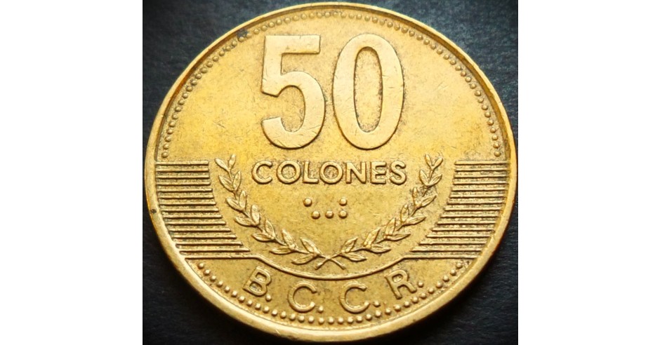 Moneda 50 COLONES - COSTA RICA, anul 2002 * cod 5374, America Centrala ...