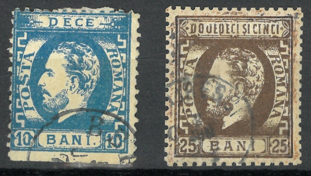 Timbre Vechi Romanesti Clasice 1872 Carol cu Barba Dantelat 2 Bucati ...