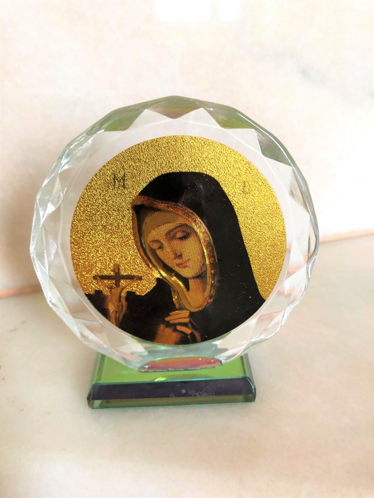 ICOANA, ICONITA CRISTAL Maica Domnului - Isus rastignit | arhiva Okazii.ro