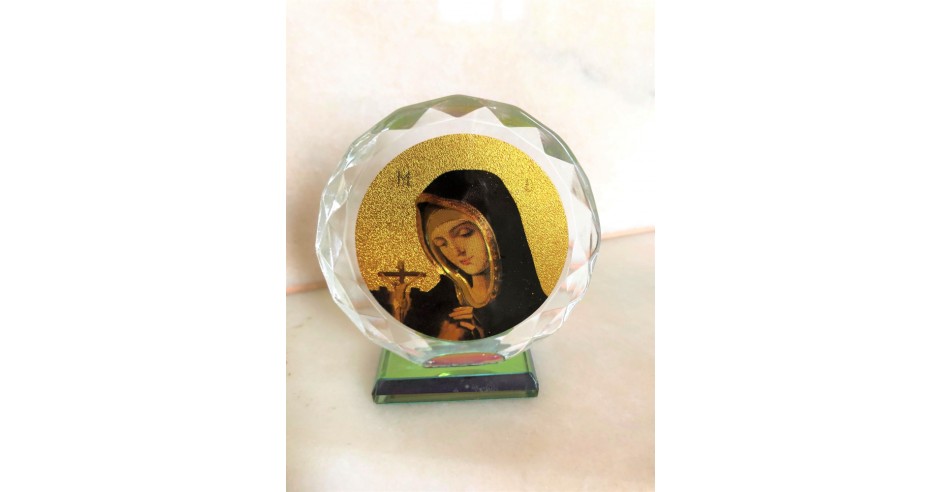 ICOANA, ICONITA CRISTAL Maica Domnului - Isus rastignit | arhiva Okazii.ro