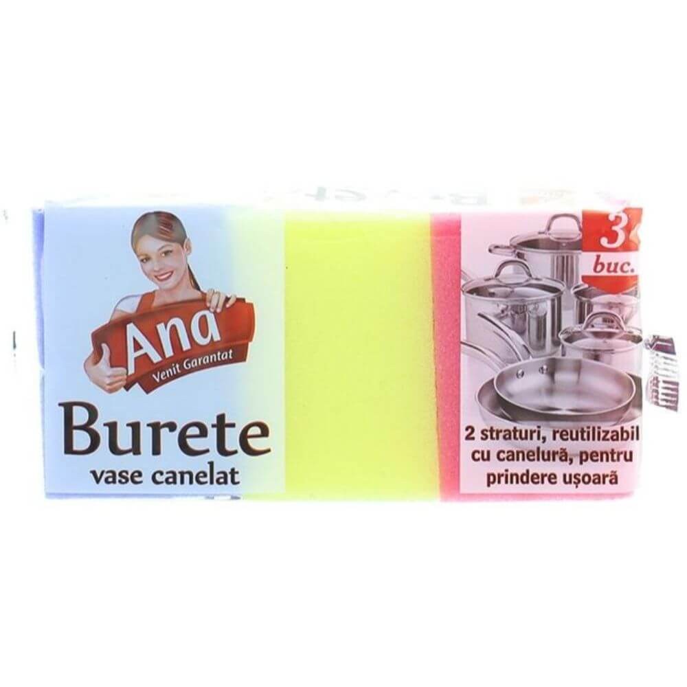Set 3 Bureti Canelati Ana Universali, Diverse Culori, Burete Vase ...