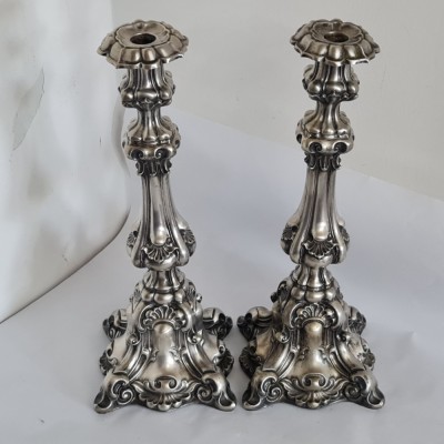 PERECHE DE SFESNICE DIN ARGINT - ROMANIA - anii 1800, stil ...