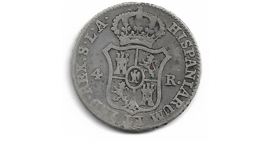 Moneda 4 reales 1812 - Spania, Joseph, 5,416 g argint 0,9030, cotatii ...
