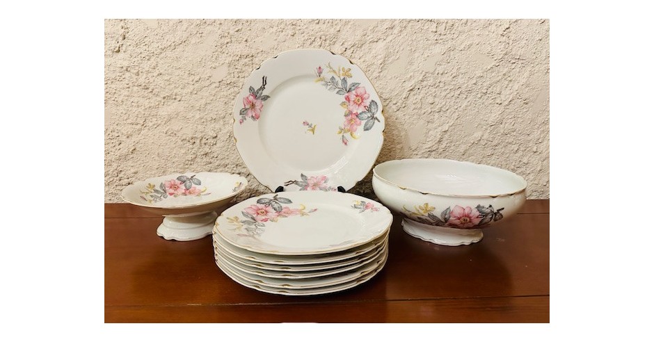 PLATOU, CASTRON, FRUCTIERA SI 6 FARFURII- PORTELAN VICTORIA CHINA ...