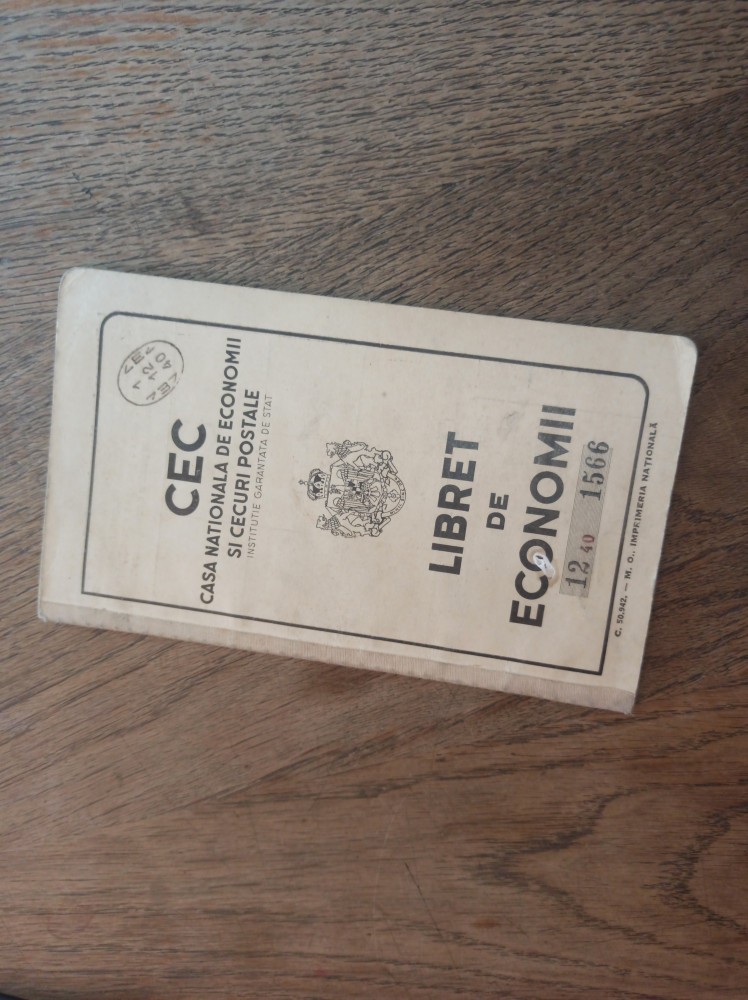 C.E.C. SINAIA, 1944- LIBRET DE ECONOMII CU FILA DE BANCA | arhiva Okazii.ro