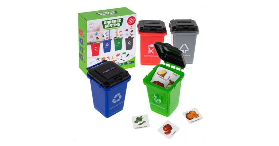 Joc educativ, cu colectarea selectiva a deseurilor, 4 tomberoane si 112 ...