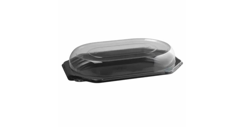 Set 100 Platouri Ovale cu Capac, 29.5x19x4 cm, Negre, Polipropilena ...