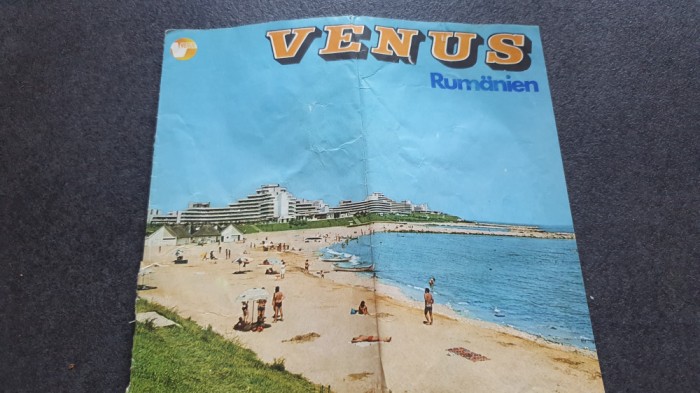 Brosura cu harta si prezentare Venus, Constanta, anii 70-80, in limba ...