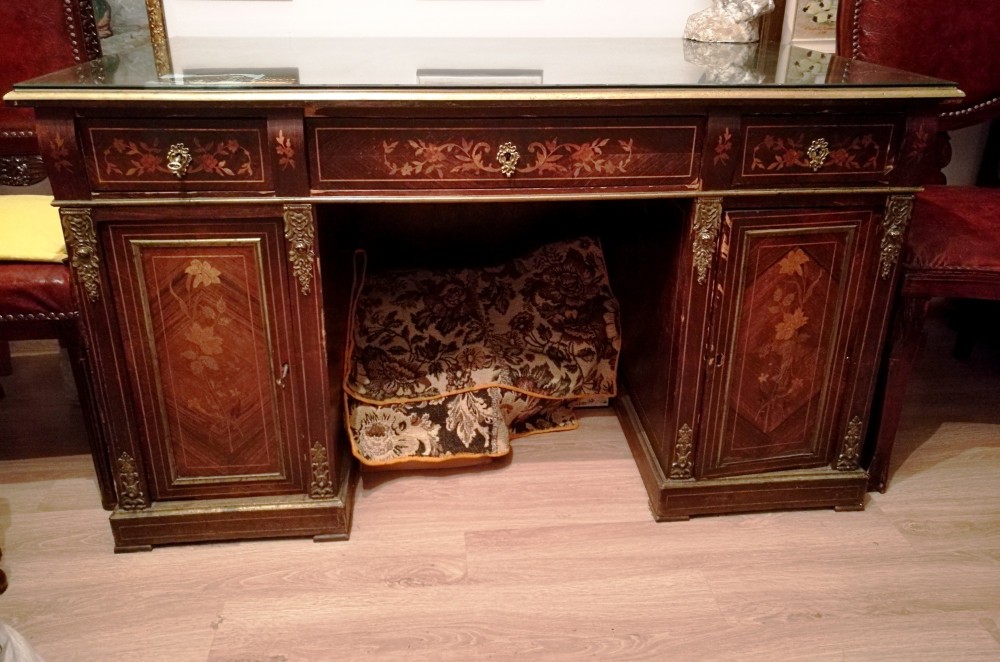 Birou antic lemn masiv palisandru Napoleon III sec.XIX, vechi, vintage ...