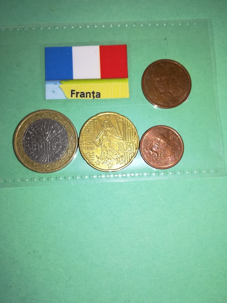 Monede euro in Franta :primele emisiuni:1999, 2000, 2001(vezi descriere ...