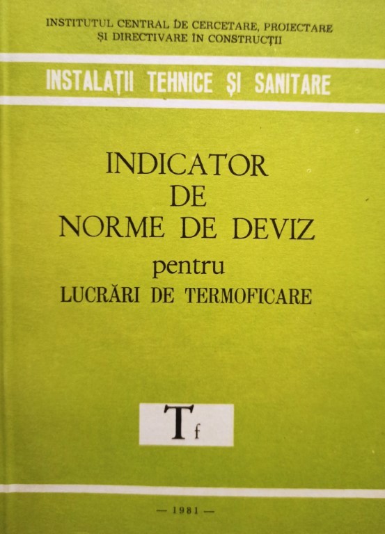 Indicator de norme de deviz pentru lucrari de termoficare Tf | arhiva ...