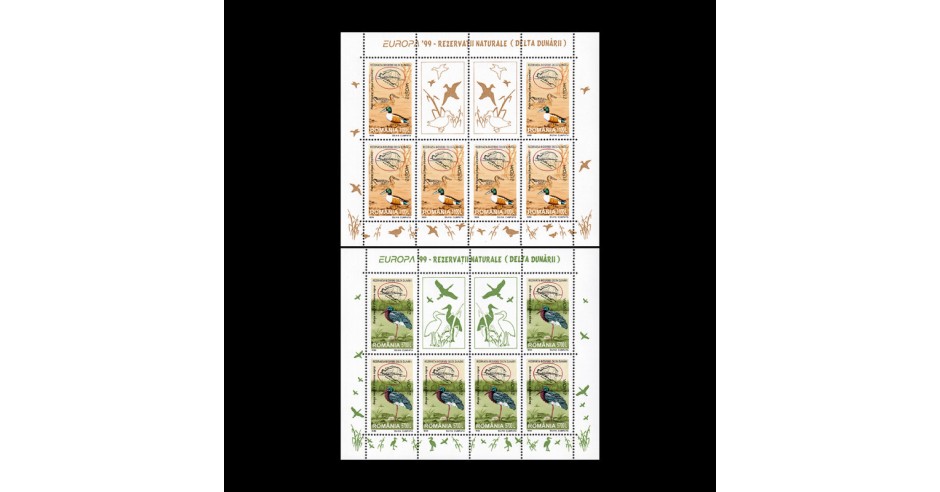 Timbre Romania Europa ’99, Rezervații naturale - Delta Dunării, mini ...