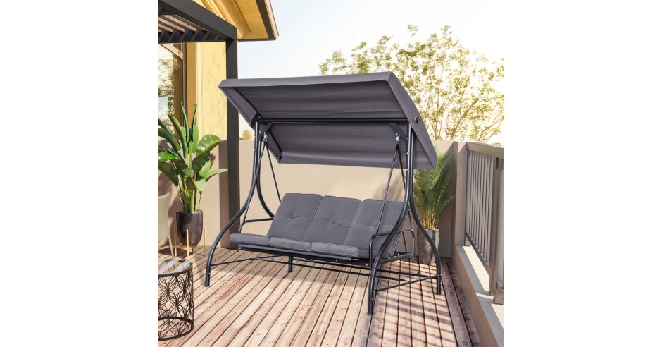 Outsunny Balansoar de Gradina 3 Locuri, Balansoar Pat pentru Exterior ...