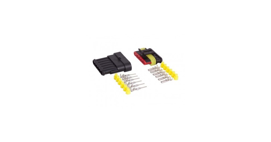 Set 2 Mufe Conector 6 Pini AMP Auto, 12-24V, 15A, IP67, Poliamida, RoHS ...