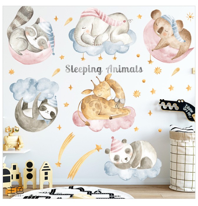 Sticker autocolant de perete , animale salbatice, rezistent la ...