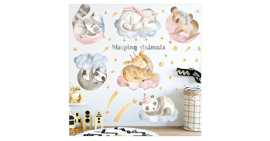 Sticker autocolant de perete , animale salbatice, rezistent la ...