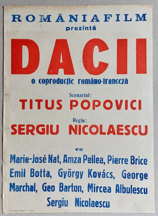 Dacii - Afis film istoric Romaniafilm 1967, cinema Epoca de Aur | Okazii.ro