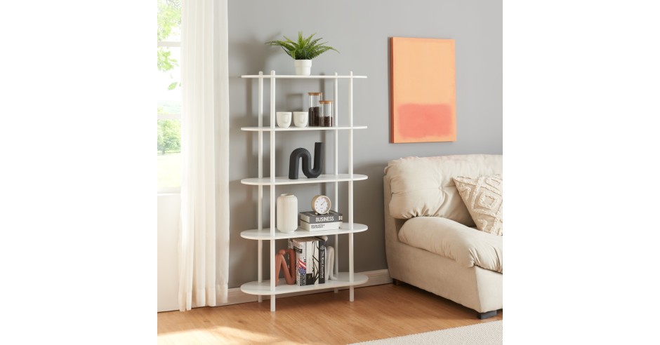 Raft carti Øvre 139x80x30cm cu 5 rafturi alb [en.casa] HausGarden ...