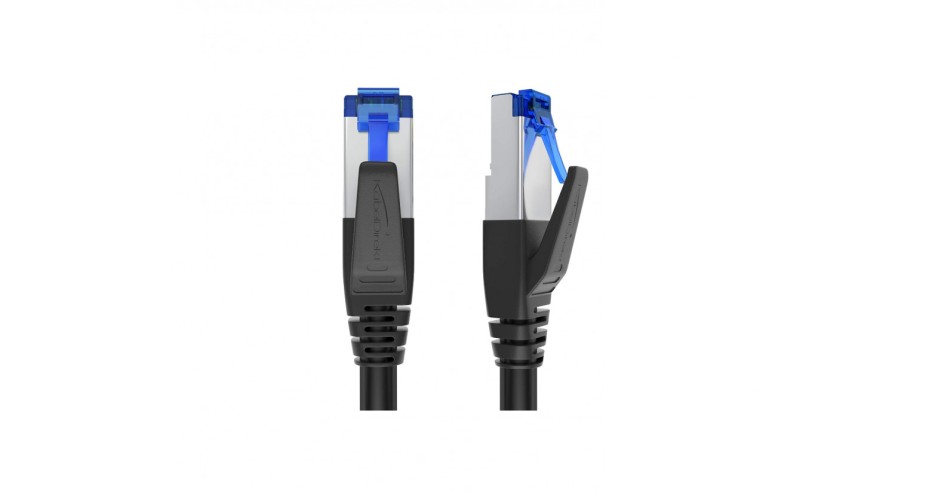 Cablu Ethernet CAT7 10Gbps, SF/FTP, RJ45, 600MHz, Negru, Rețea LAN, PC ...