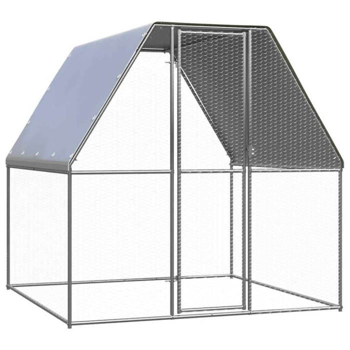 Cotet pentru pui, argintiu si gri, 2x2x2 m, otel galvanizat | Okazii.ro