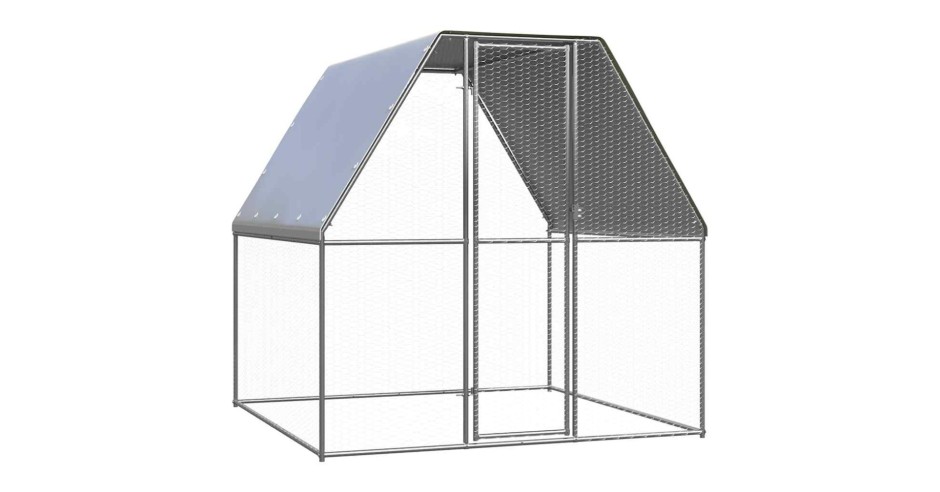 Cotet pentru pui, argintiu si gri, 2x2x2 m, otel galvanizat | Okazii.ro