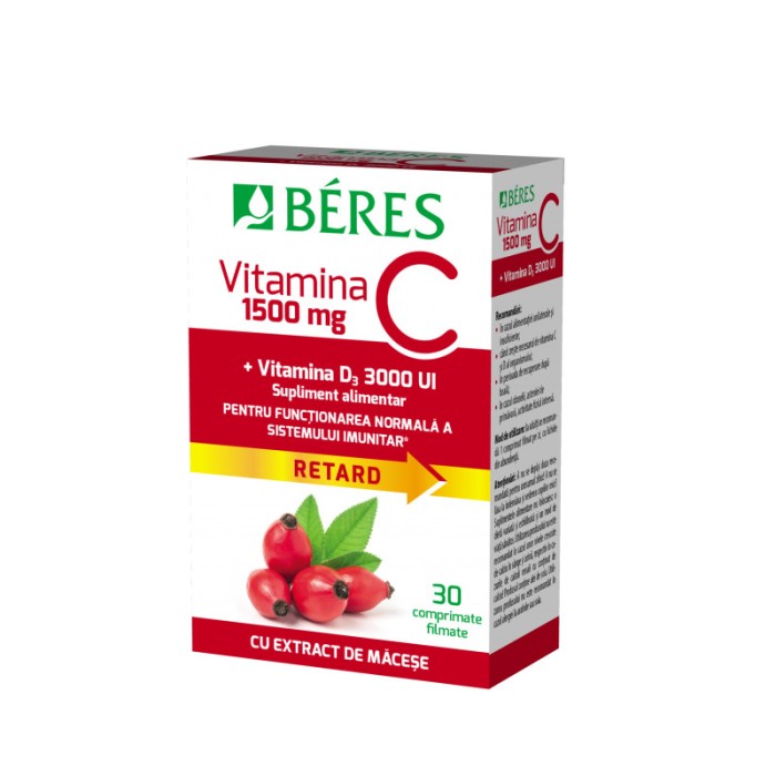 Vitamina C 1500mg + Vitamina D3 3000 UI, 30 comprimate, Beres | Okazii.ro