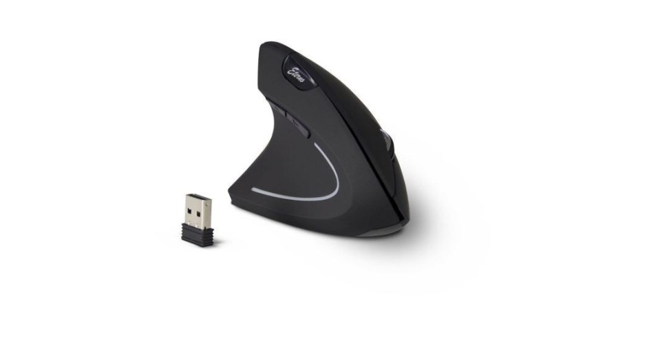 Mouse vertical wireless Inter-Tech Eterno KM-206L negru pentru stangaci ...