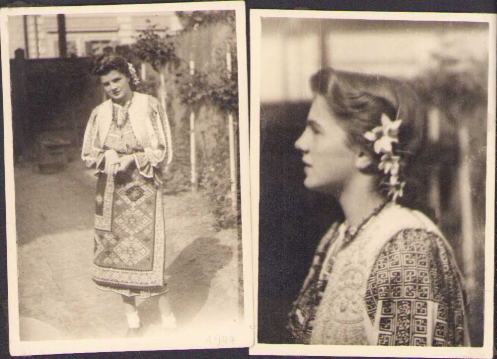 C2046 Lot 2 poze tanara femeie in port popular romanesc perioada ...