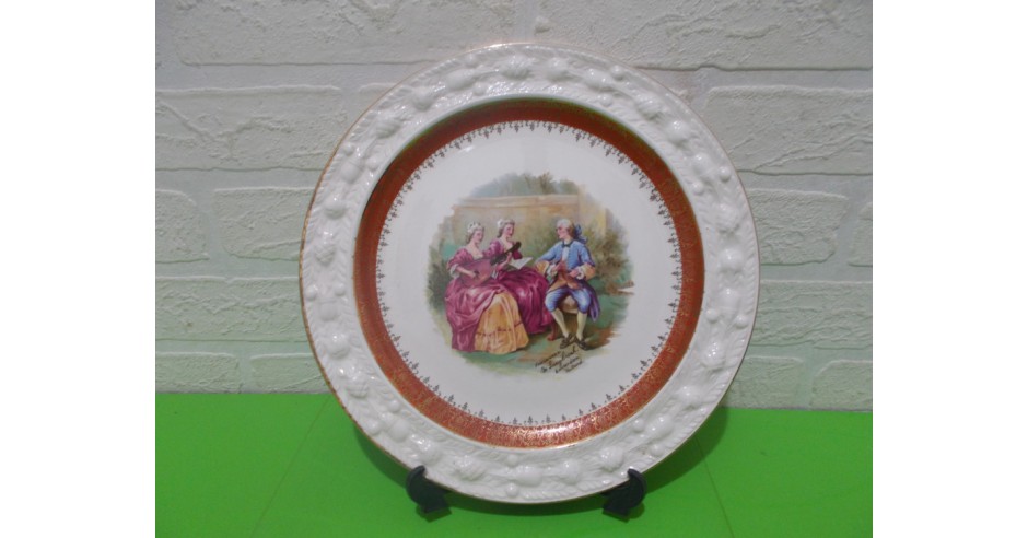 Portelan englezesc vechi - PLATOU decorat cu SCENE FRAGONARD , anii ...