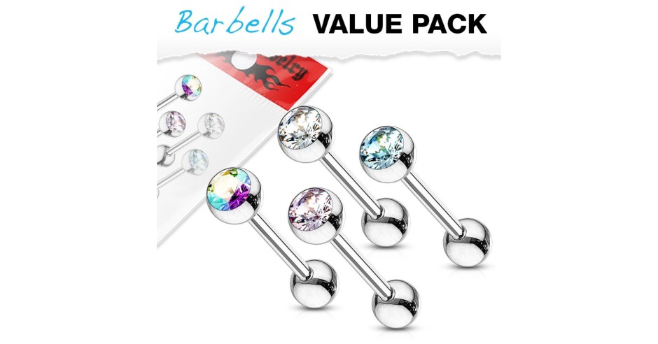 Set piercing limba, din o?el 316L - bara cu cristale colorate | arhiva ...