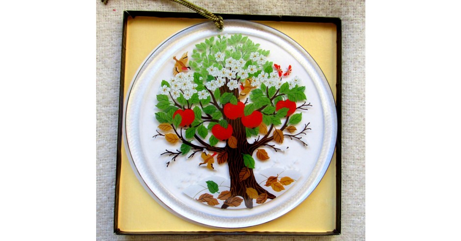 Veba Crystal Glass.Pictura pe sticla"Anotimpurile marului".Stare ...