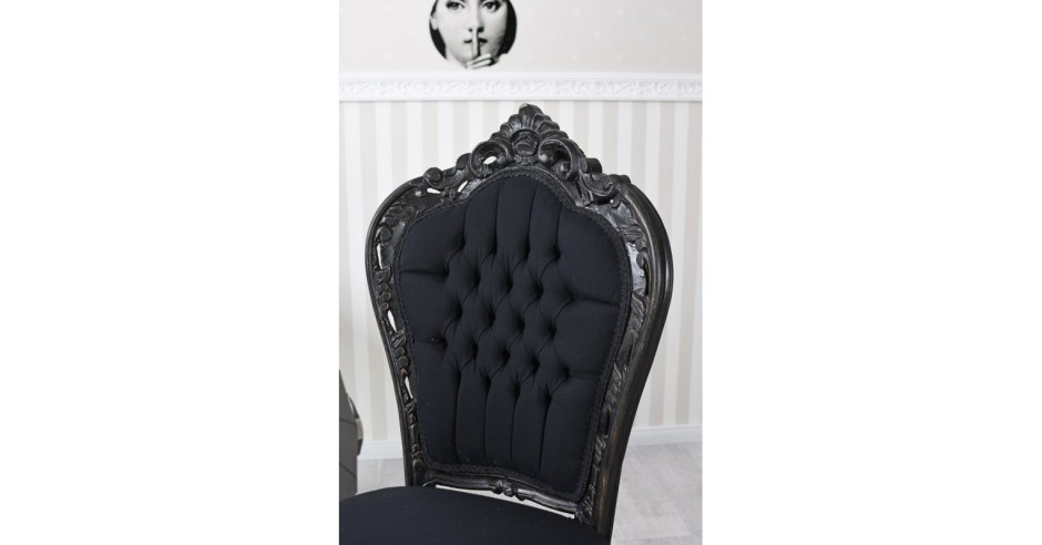 Scaun baroc din lemn masiv negru cu tapiterie din catifea neagra ...