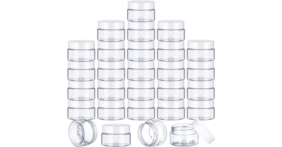 Buc. Borcane din plastic cu capac Recipiente mici transparente cu ...