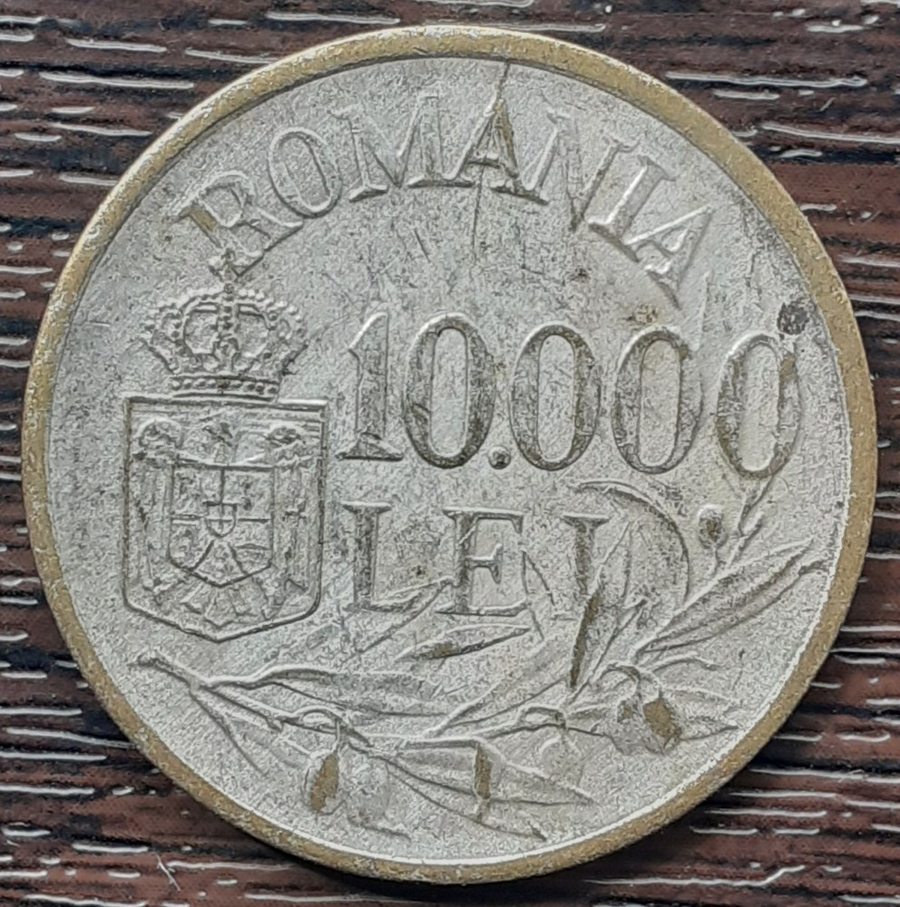 (MR27) MONEDA ROMANIA - 10.000 LEI 1947, REGELE MIHAI I, PLACATA CU ...