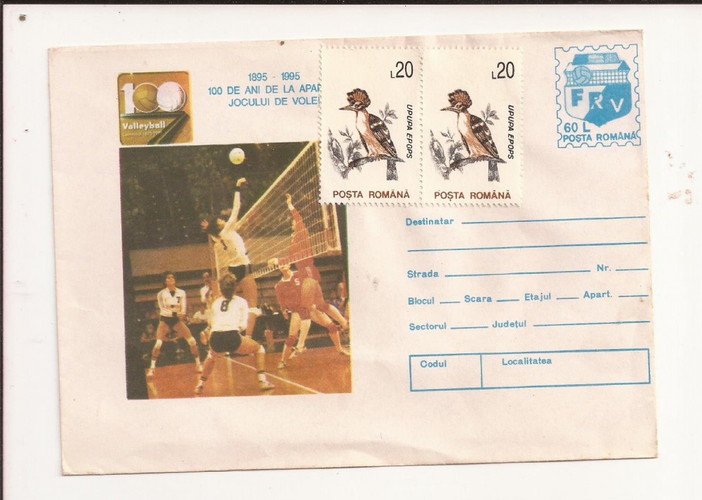 Plic FDC Romania - 100 de ani de la aparitia jocului de volei ... Plic FDC Romania - 100 de ani de la aparitia jocului de volei ...