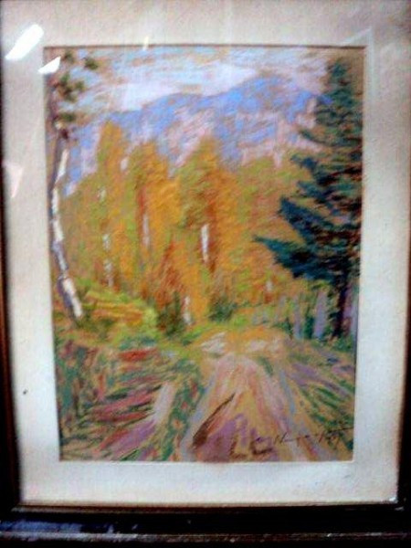 PEISAJ DE MUNTE, PASTEL PE CARTON- NEGOESCU 1939 | Okazii.ro