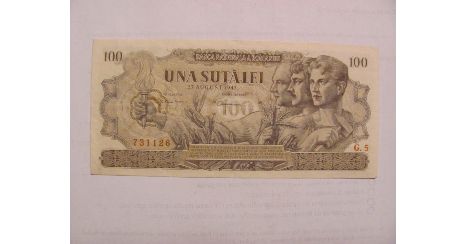 CY - 100 lei August 1947 Romania / frumoasa | arhiva Okazii.ro