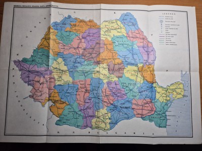 Harta administrativa republica socialista romania - anii '70 - '80 - 50 ...