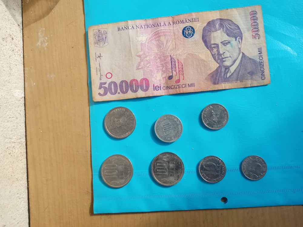 Monede romanesti si bancnota 50000 lei George Enescu | arhiva Okazii.ro