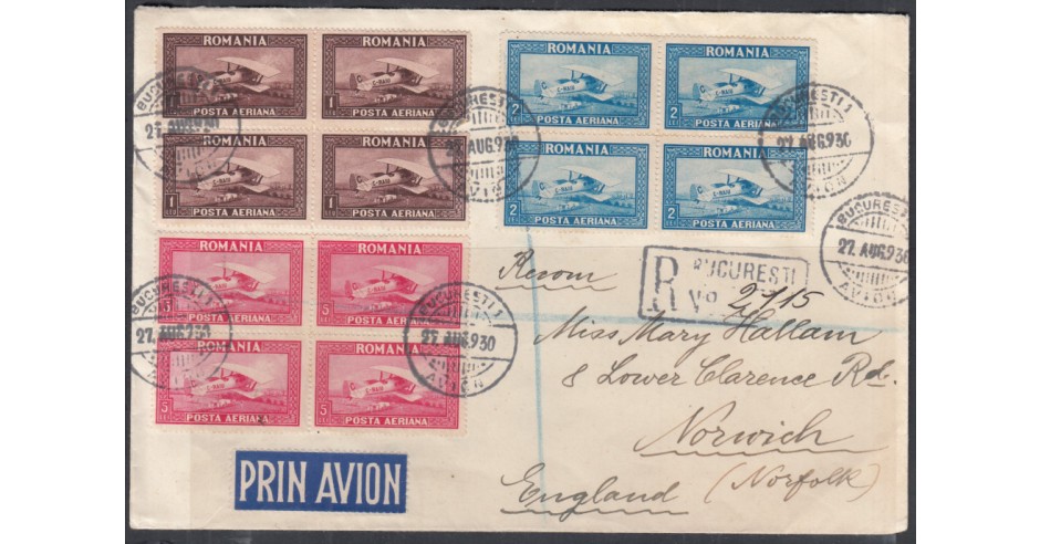 ROMANIA1928 LP 80 a POSTA AERIANA C.RAIU FILIGRAN ORIZONTAL SERIA IN ...