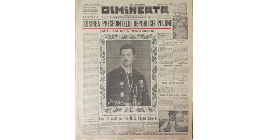 Ziarul Dimineata, 9 Iunie 1937, M. Sadoveanu, 7 ani Restauratie ...