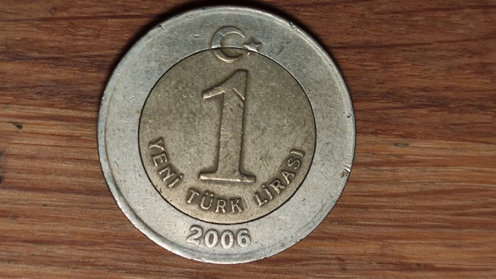 Turcia - moneda de colectie bimetal - 1 Yeni lira 2006 - Ataturk ...