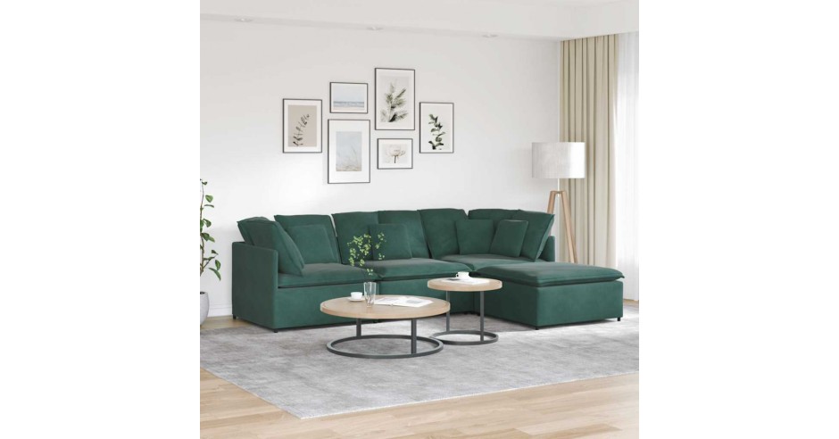 Gossi canapea modulara cu taburet si perne, catifea, verde inchis ...
