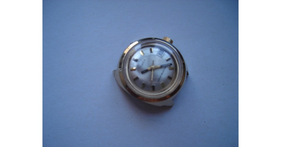 Ceas dame mecanic Timex, semidefect, Analog, Casual, Placat cu aur ...